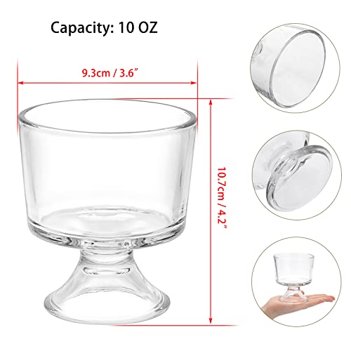BSTKEY 6PCS Set 10 oz Glass Dessert Bowls/Cups, Cute Footed Dessert Bowls for Ice Cream Trifle Fruit Pudding Snack Salad Condiment Sundae Cocktail Drinks Party