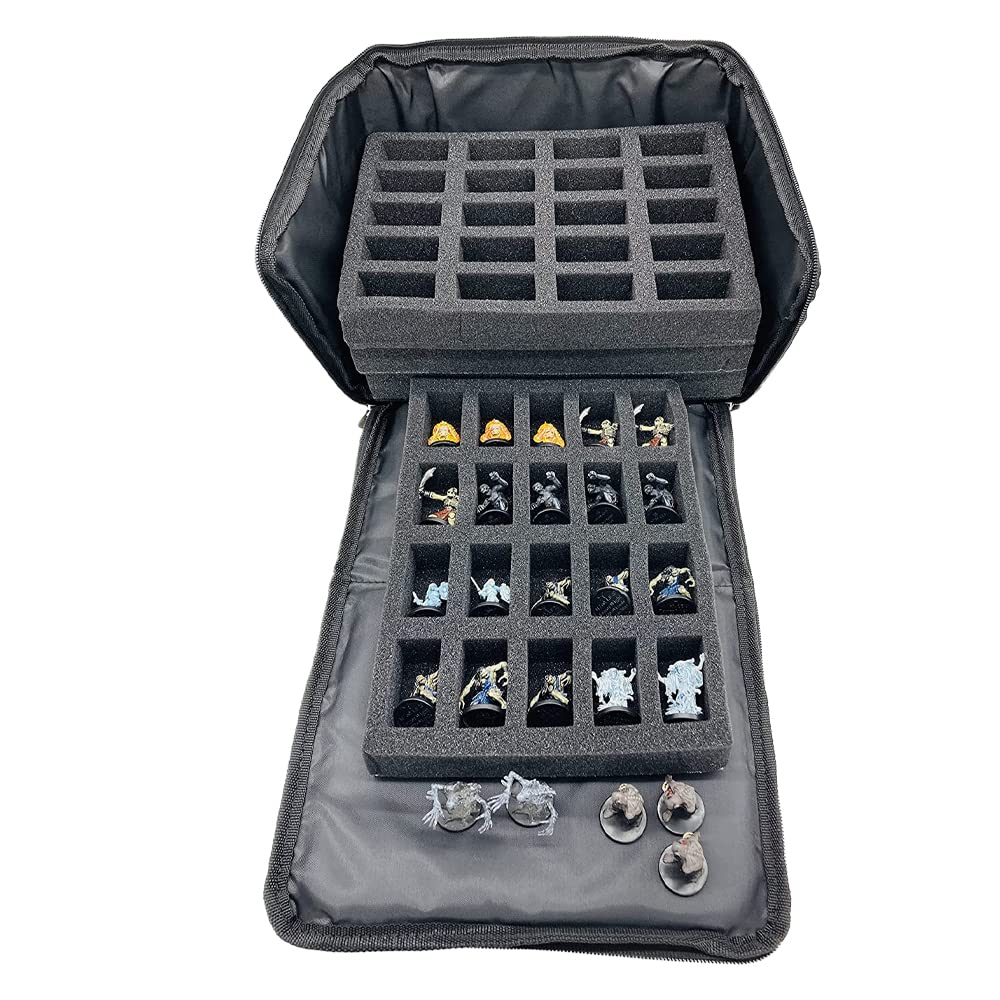 Grinning Gargoyle Miniature Storage Case - 80 Foam Slot Figurine Miniature Carrying Case - Minitures Carry Case with handle - Dungeons and Dragons Miniature Case - Wargame Carrying Case (4 Tray)