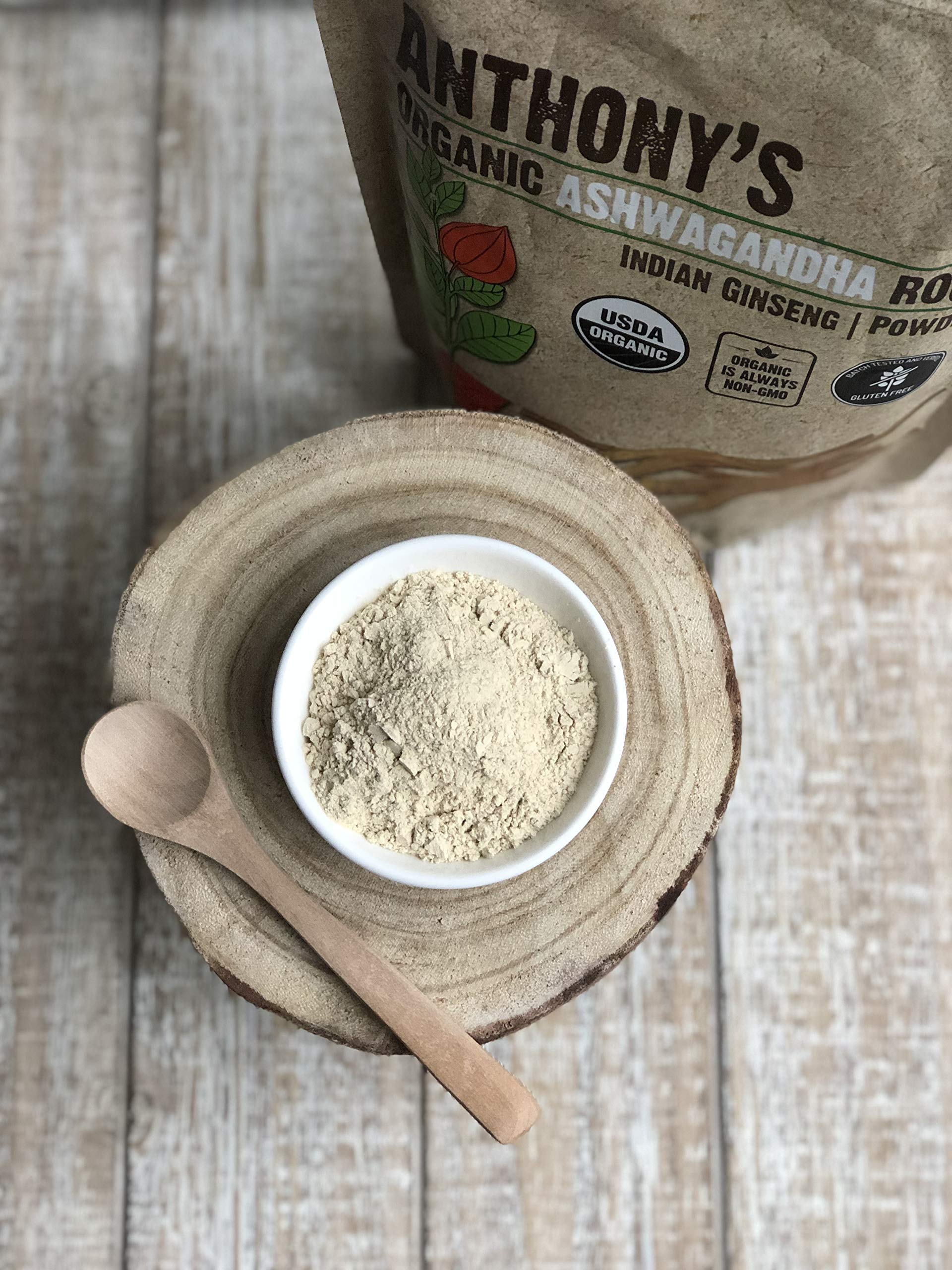 Anthony's Organic Ashwagandha Powder, 12 oz, Batch Tested Gluten Free, Indian Ginseng, Non GMO, Keto Friendly