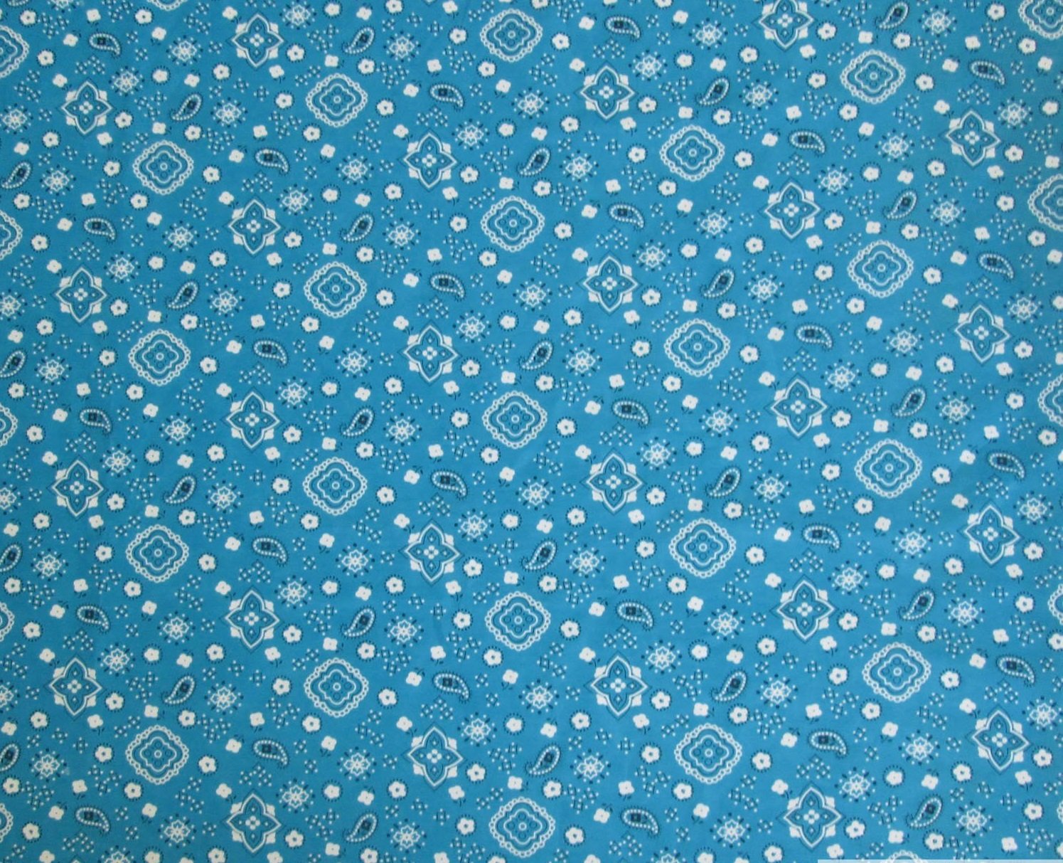 Bandana Turquoise Poly Cotton 58 Wide Fabric by The Yard (F.E.