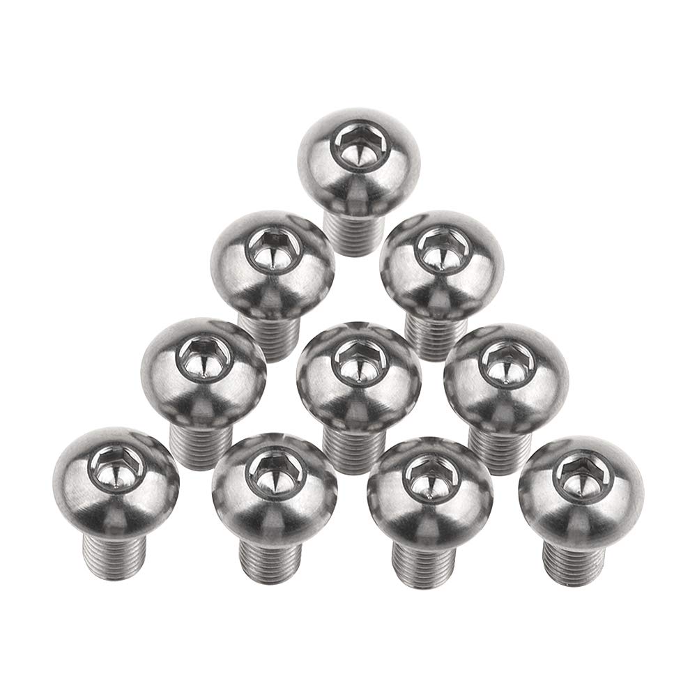 Wanyifa Titanium Ti Water Bottle Cage M5x8 10 12 15mm Bolt Button Head Allen Key Screws Pack of 10 (Silver, M5x12mm)
