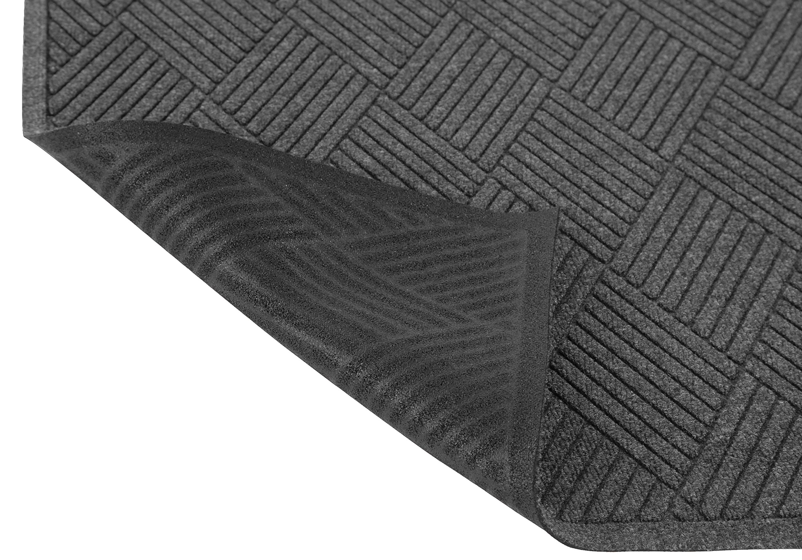 Guardian Floor Protection EGDFB030504 EcoGuard Diamond Indoor Wiper Floor Mat, Recycled Plactic and Rubber, 3" Length, 5' Width, Charcoal Black