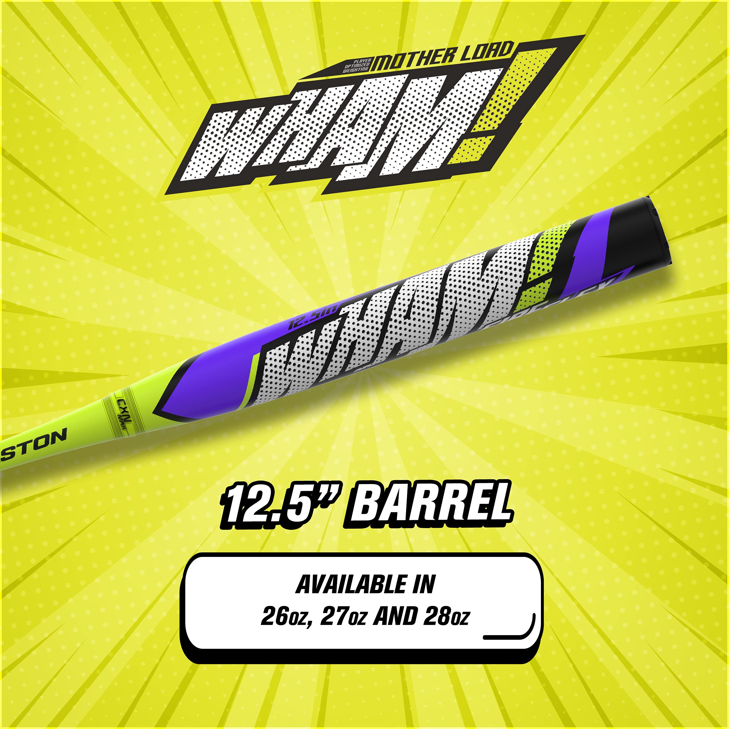 Easton Wham Slowpitch Softball Bat, Motherloaded, 12.5 in Barrel, USSSA, ISA & NSA, 34in x 28oz