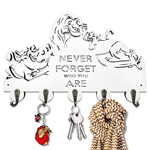 The Lion King,Disney Cartoon Key Hooks,Key Holder, Key Hanger, Wall Hooks,Wall Key Holder, Key Holders, Personalized Gift, Home, Housewarming Gift, Wedding Gift (H5) Black 12inch with 5 Hooks (3) (2)