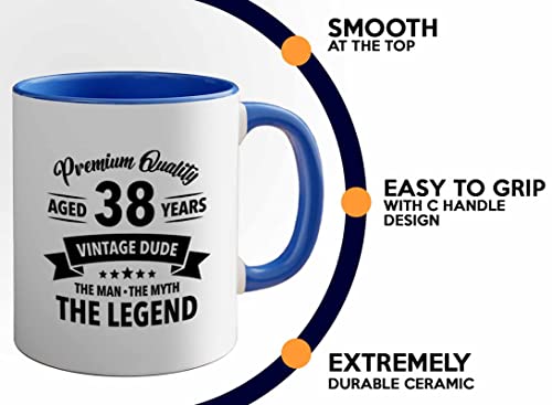 Bubble Hugs 38 Birthday 2Tone Blue Mug 11oz - aged 38 years vintage dude - Turning 38 38th Birthday Born in 1985 Dirty Thirty Gifts Work Bestie