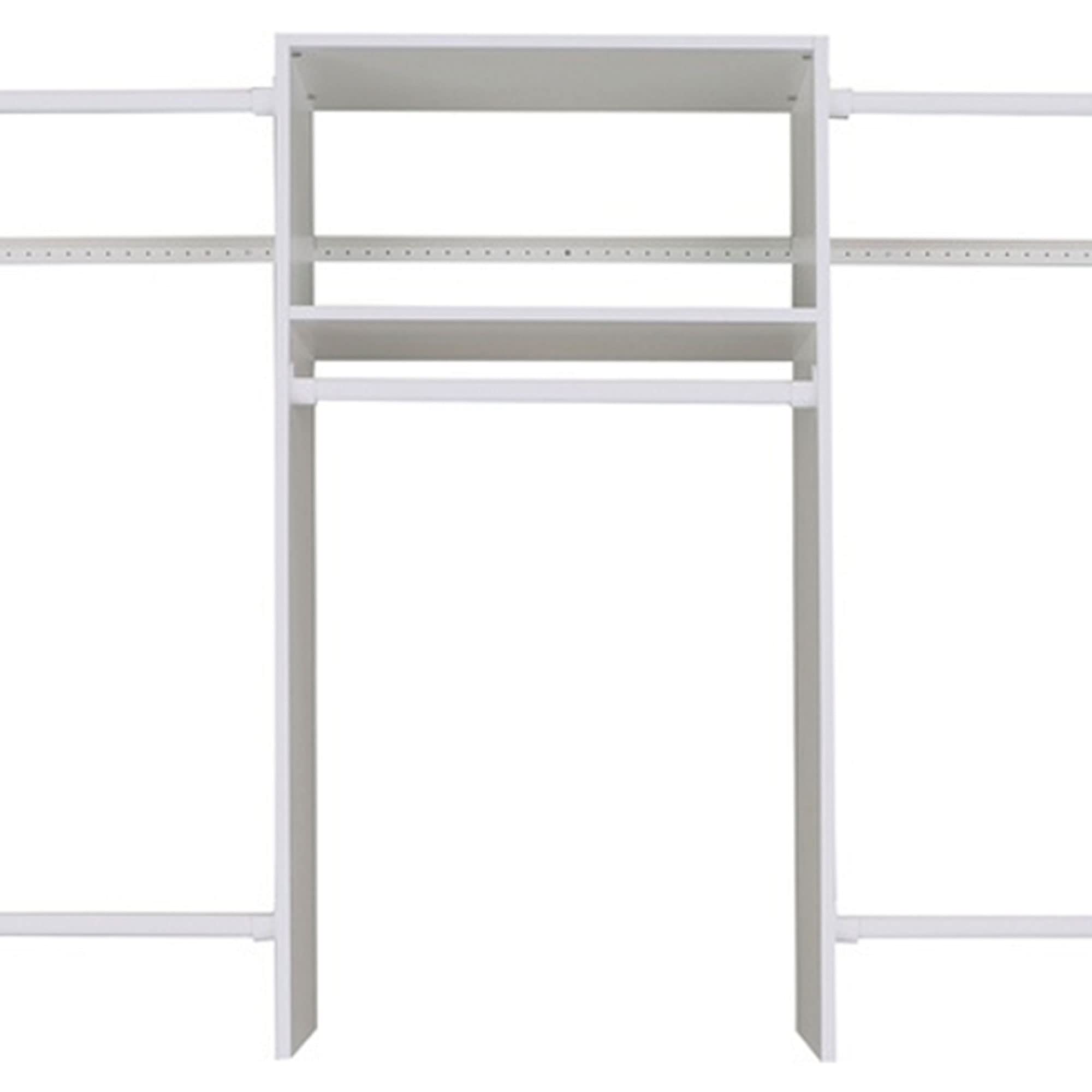 Easy Track Basic Storage Starter Wall Mounted Closet Organizer System Kit with 2 Spacious Shelves and 5 Hanging Rods, Honey Blonde