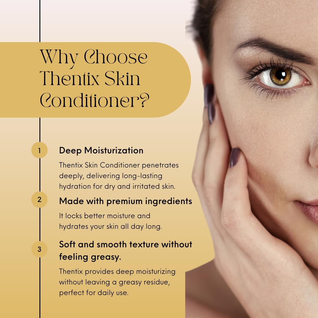 Thentix Skin Conditioner, 8oz - Non-Greasy, Unscented Moisturizer for Sensitive Skin, Nourishes Face, Body & Hands