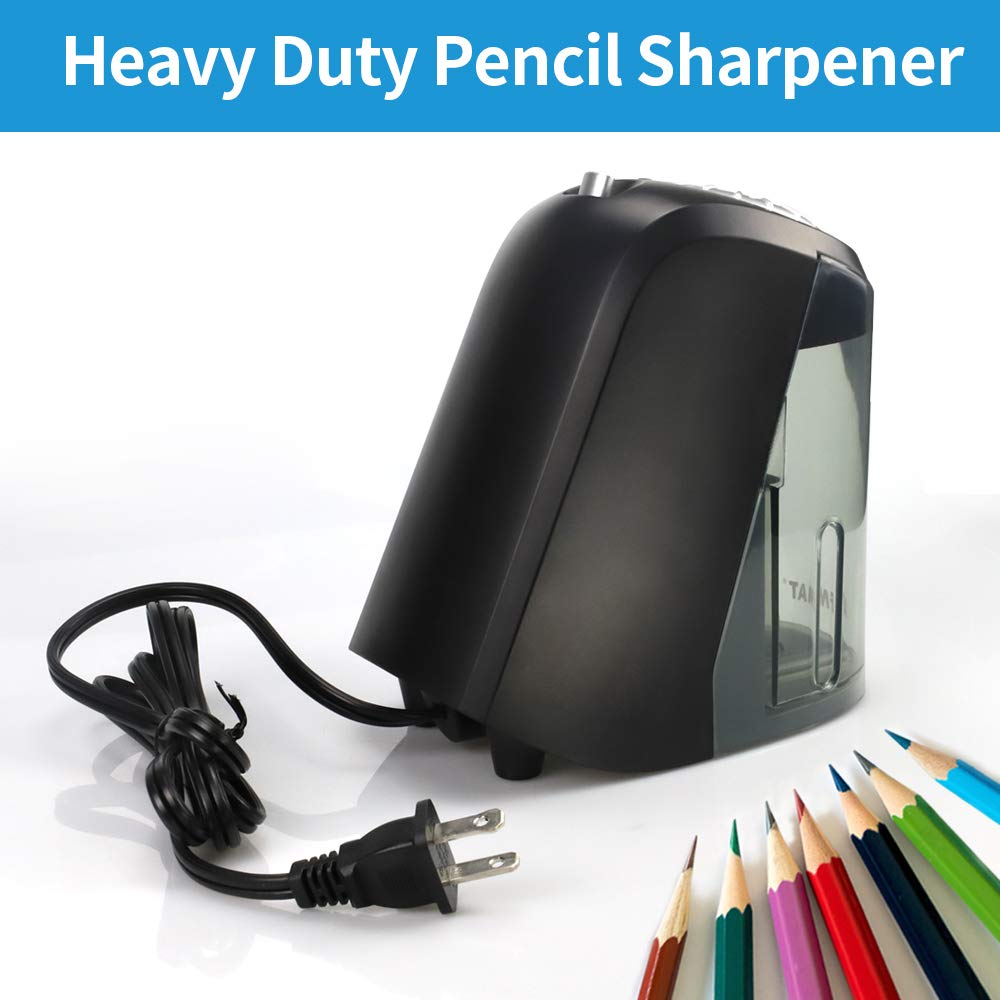 AFMAT Electric Pencil Sharpener Heavy Duty, 6 Holes, Large Adjustable Pencil Sharpener for Artists, Super Quiet Classroom Electric Sharpener with Helical Blade, Auto Stop for 6-11mm Jumbo Pencils