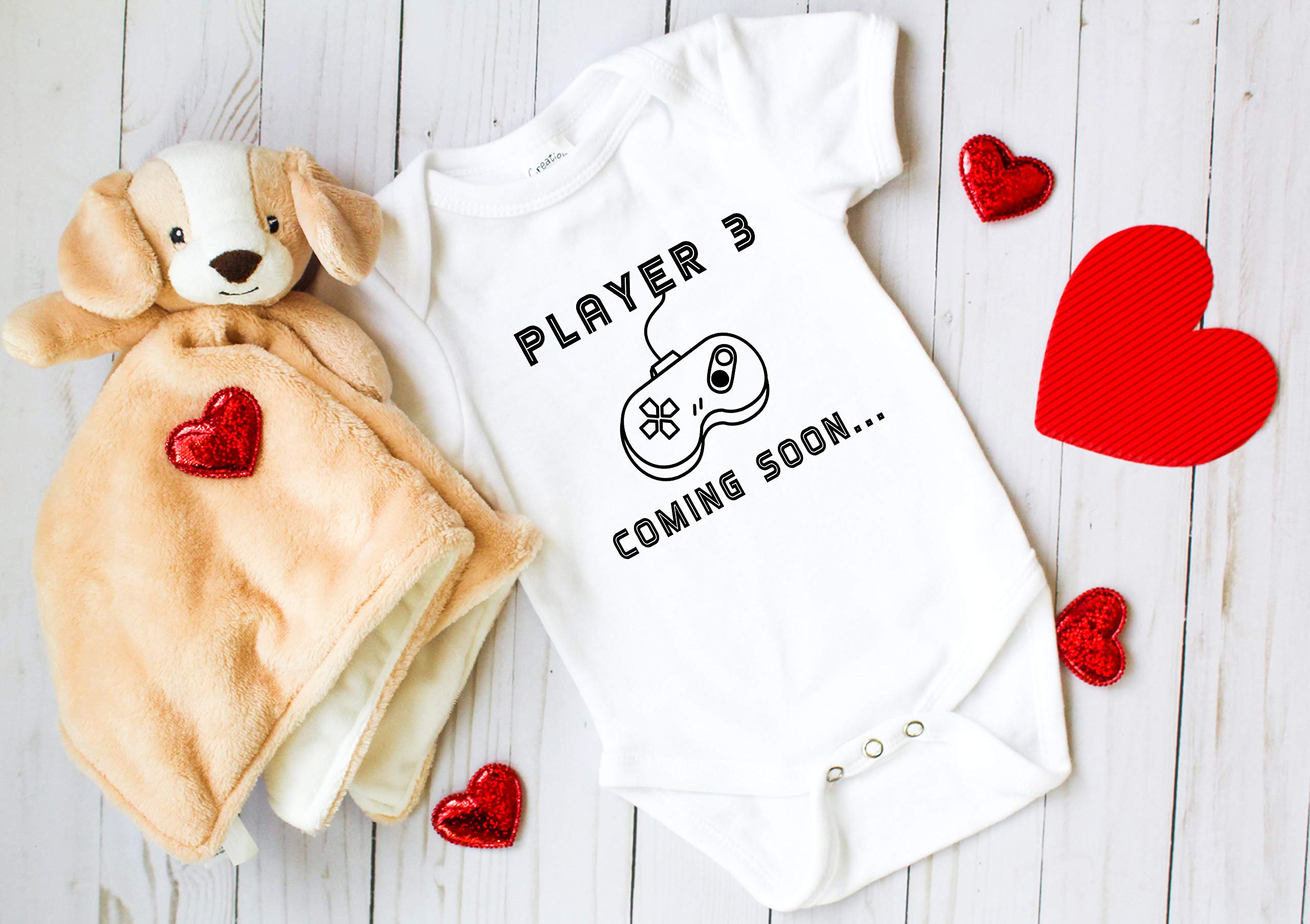 Ink Trendz Player 3 Coming Soon... Baby Pregnancy announcement Baby Coming Soon Infant Onesie Bodysuit Romper