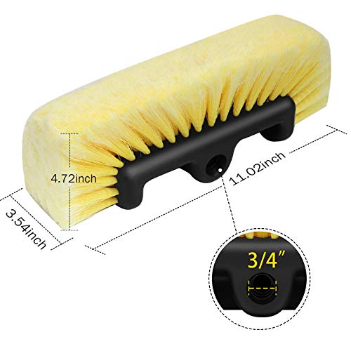 MOFEEZ 10" Car Wash Brush with Soft Detailing Bristle, Flow-Thru Dip Brush for Car Boat RV Camper Truck Washing