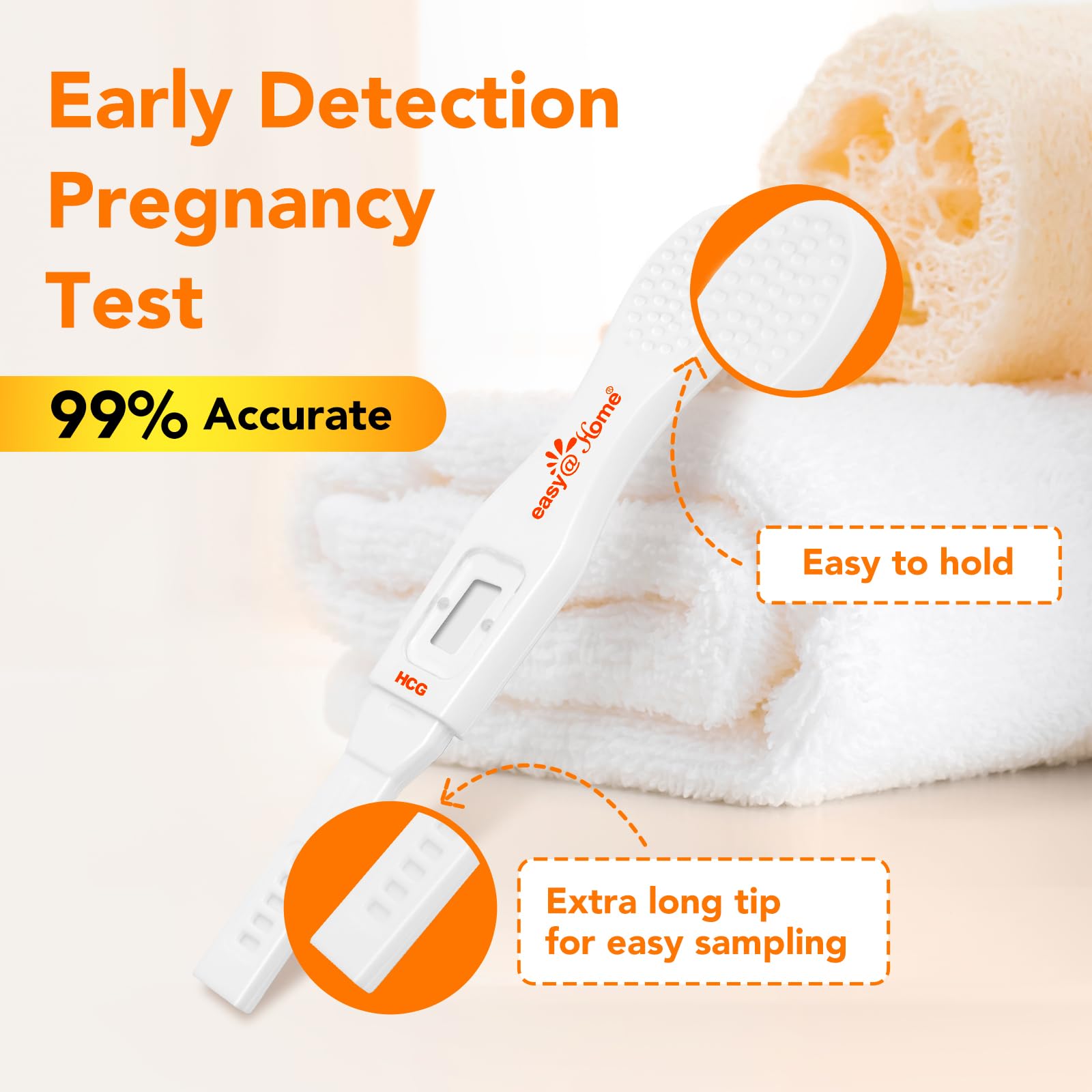 Easy@Home 3 Pregnancy Test Sticks - hCG Midstream Tests, Powered by Premom Ovulation Predictor iOS and Android App, Over 99% Accurate, High Sensitivity Result, 6 Days Before Missed Period