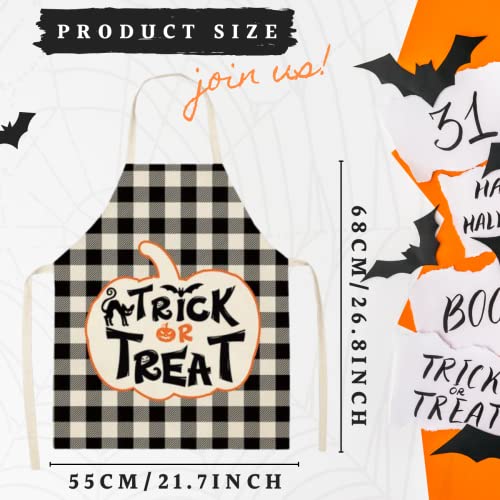 Crethinkaty 1 Pieces Halloween Aprons,Halloween Kitchen Baking Aprons,Halloween Party Apron, Waterproof Apron Chefs Pinafore Apron Cooking BBQ (Style 2)