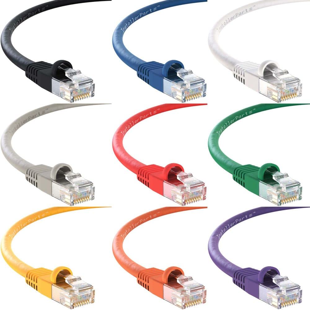 InstallerParts (10 Pack Ethernet Cable CAT5E Cable UTP Booted 2 FT - Blue - Professional Series - 1Gigabit/Sec Network/Internet Cable, 350MHZ