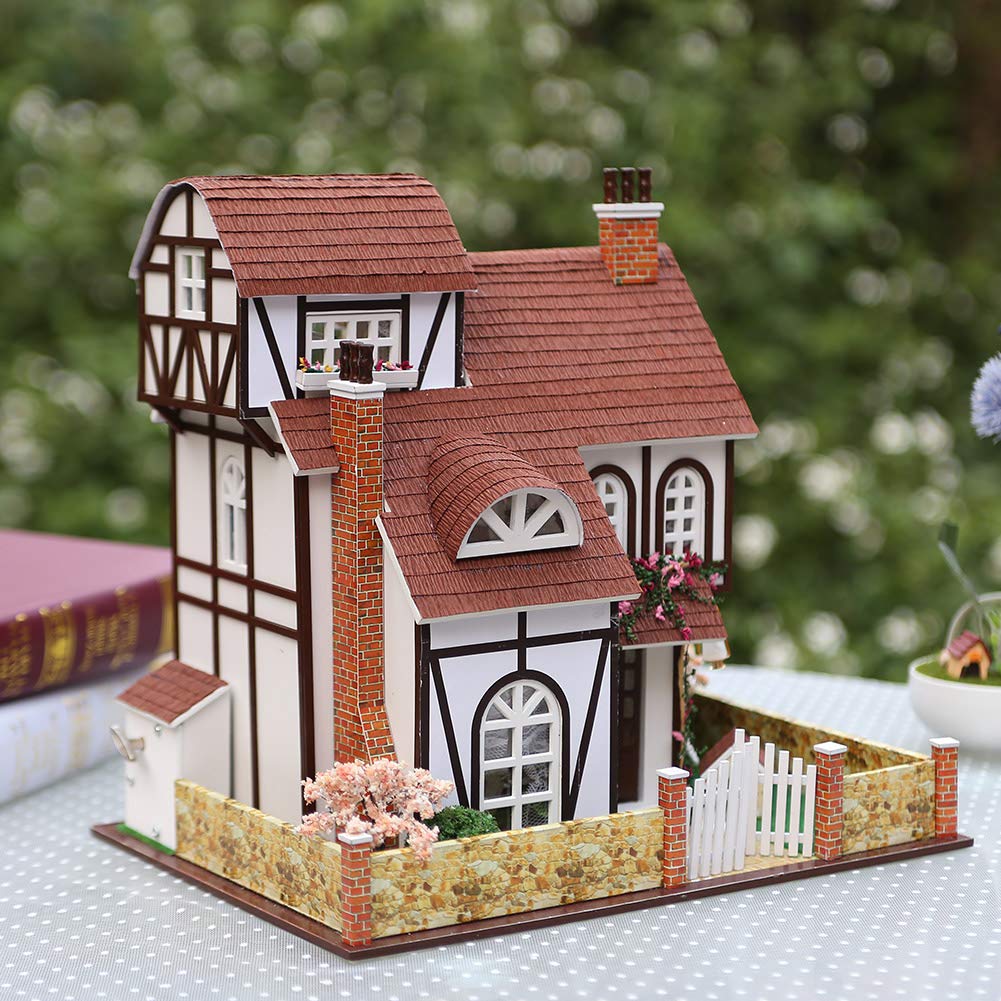 DIY Miniature Dollhouse Kit with Music Box Rylai 3D Puzzle Challenge for Adult Kids (Flower Town)