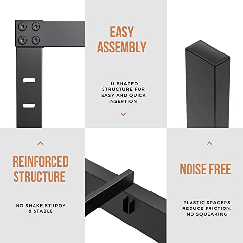 COMASACH Bed Frame King and 6 Pcs Non Slip Mattress Gaskets, No Box Spring Needed, 14 Inch Black Metal Platform Bed Frames, 4000Lb Heavy Duty Steel Slat Support, Noise Free Mattress Foundation