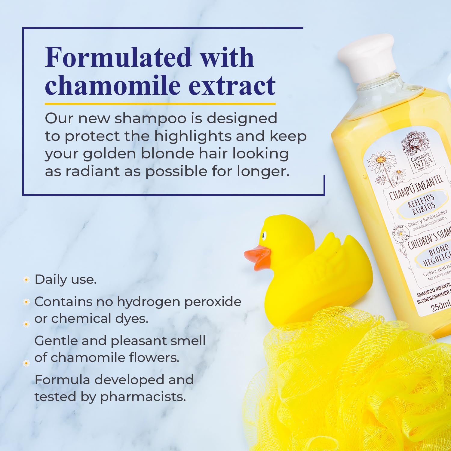 Intea Camomila Kids Shampoo for Blonde Highlights – 8.5Oz Chamomile Shampoo Hair Lightener for Kids – Natural Extract Toddler Shampoo with No Silicones or Parabens