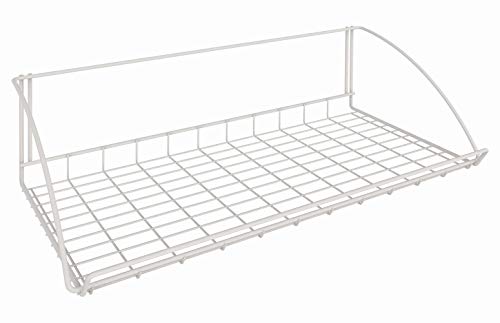 ClosetMaid 8279 24-Inch Wide Laundry Utility Hanger Shelf , White & Wire Hanging Shelf Basket for Storage, Organization in Closet or Pantry, No Assembly or Installation, Durable, White