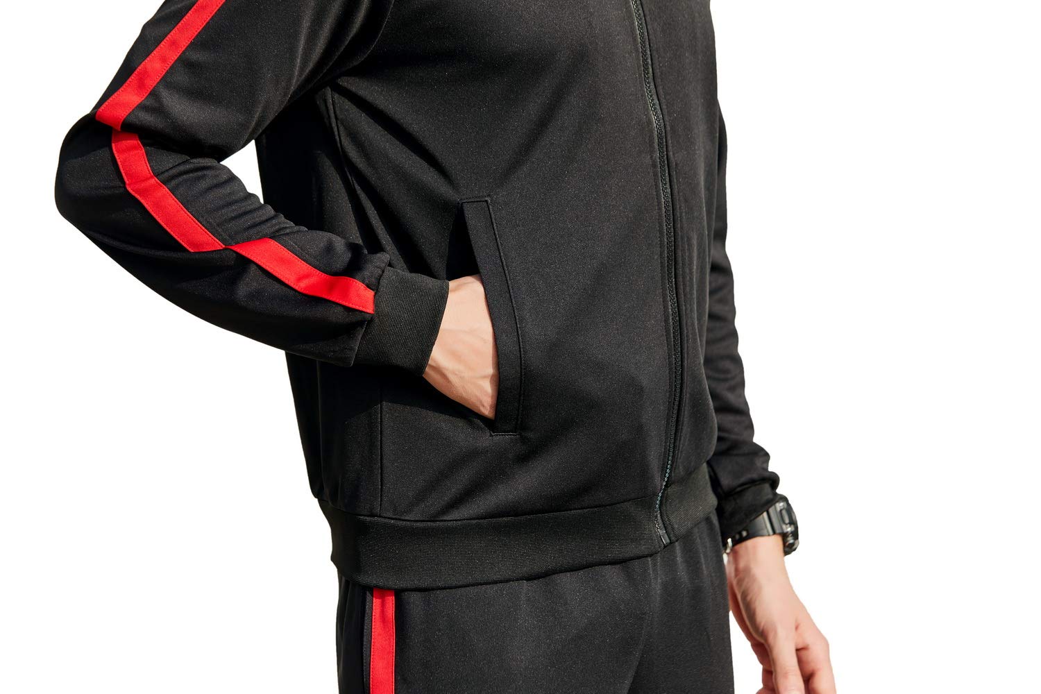 Allviper Activewear Full Zip 2 Pieces Tracksuit Set for Men Black and Red