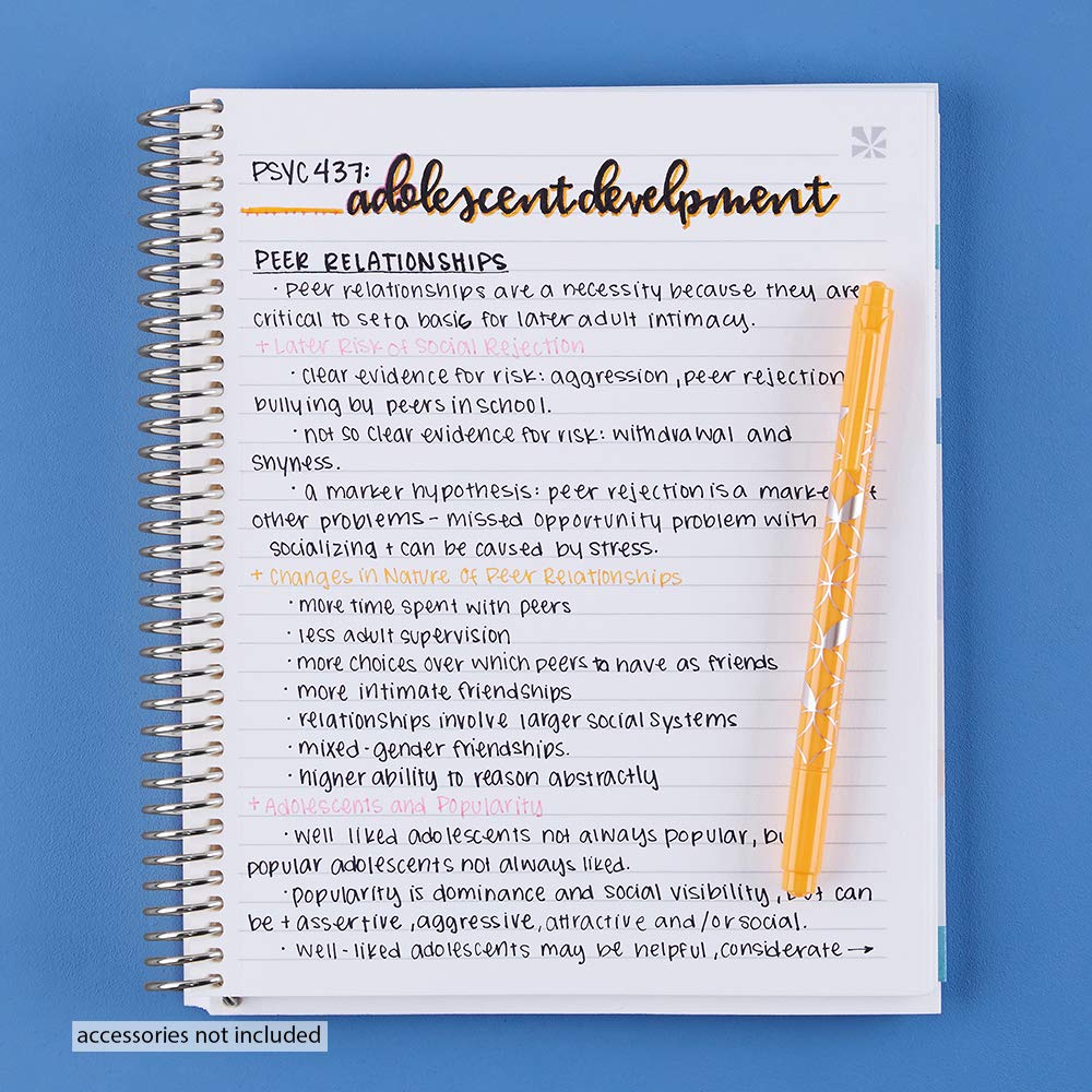 7" x 9" Spiral Bound College Ruled Notebook - Wonder Woman Starstruck. 160 Lined Page Note Taking & Writing Notebook. 80Lb Thick Mohawk Paper. Stickers Included by Erin Condren.