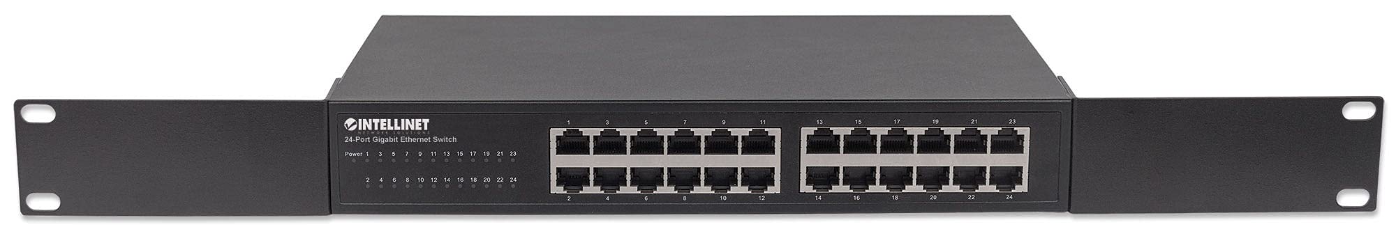 Intellinet 24 Port Gigabit Ethernet Switch - Unmanaged, 10/100/1000 Mbps Ports, Rackmount & Desktop, Sturdy Metal Design, Fanless Quiet, EEE, Flow Control – 3 Yr Mfg Warranty - 561273