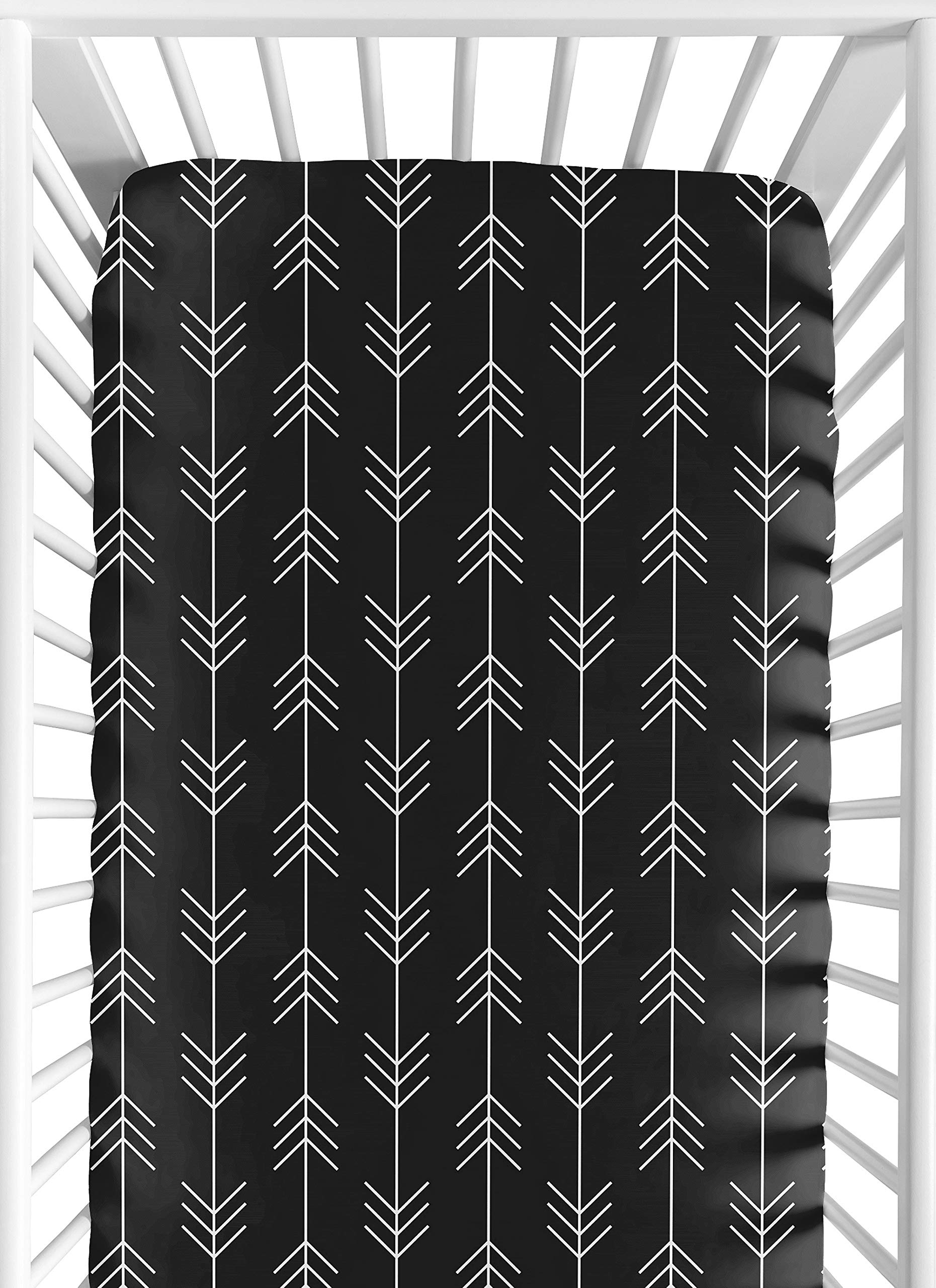 Sweet Jojo Designs Woodland Arrow Boy Fitted Crib Sheet Baby or Toddler Bed Nursery - Black and White Rustic Country Lumberjack