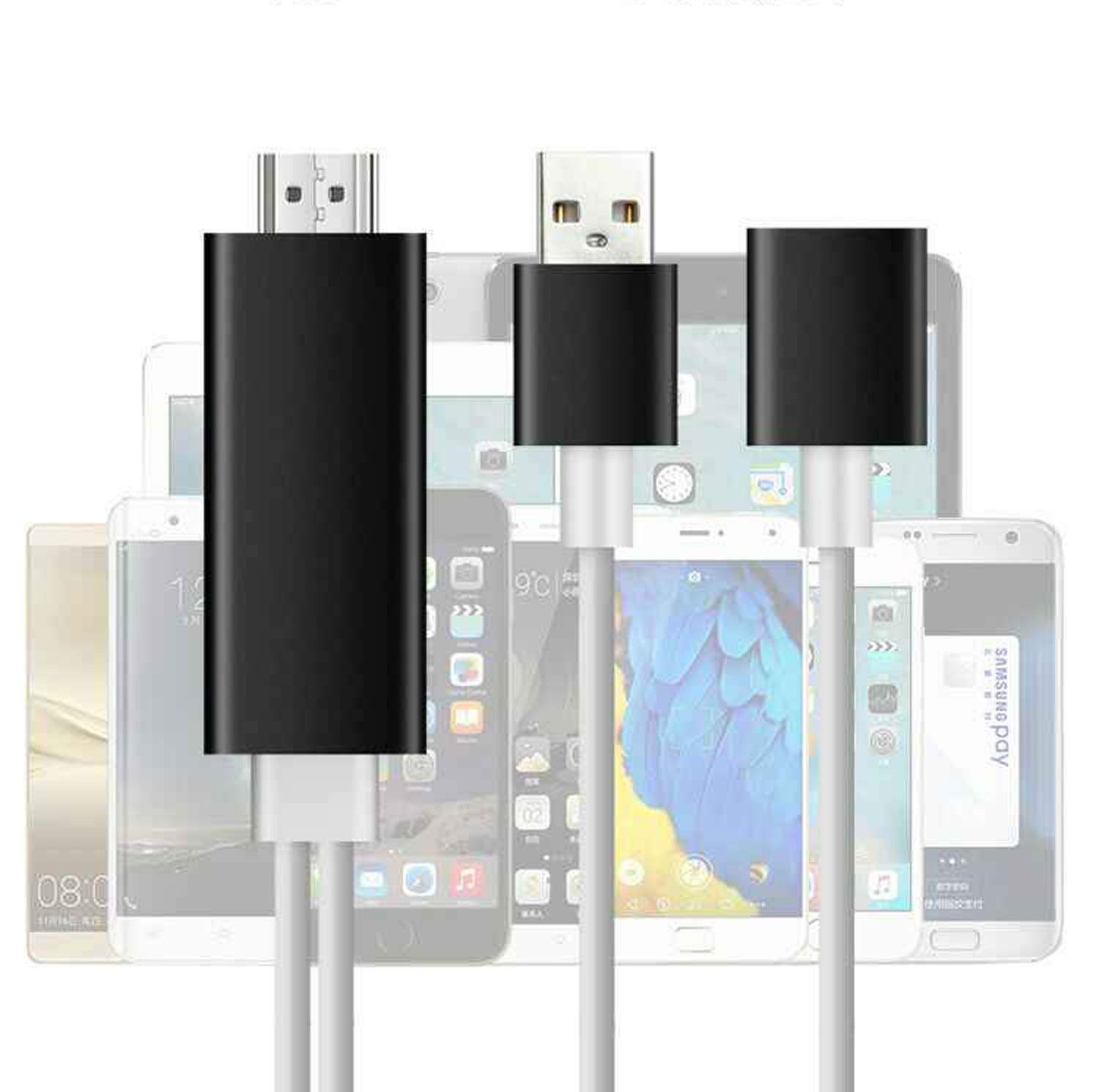 VAKABOX HD USB to HDMI Digital AV Adapter Cable Plug and Play Miracast AirPlay Mirroring HDTV Adapter Compatible with iPhone 12/11/XR XS/8/8Plus, 7/7S/6/6S, Android 5.0 or Higher Smartphones, Tablets