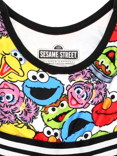 Sesame Street Girls’ Dress with Panties for Infant and Toddler – White/Multicolor