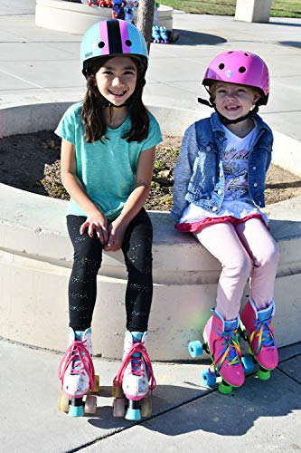 Circle Society Classic Adjustable Indoor & Outdoor Childrens Roller Skates - Jojo Siwa Rainbow - Sizes 3-7, 170035,Multi