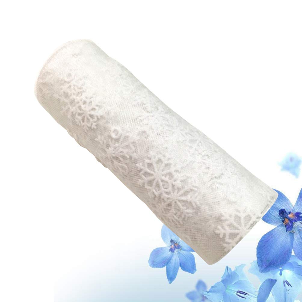 Sewroro Christmas Snowflake Tulle Roll Christmas Snowflake Spool Tulle Netting Rolls for DIY Craft 15cm 10yards (White)