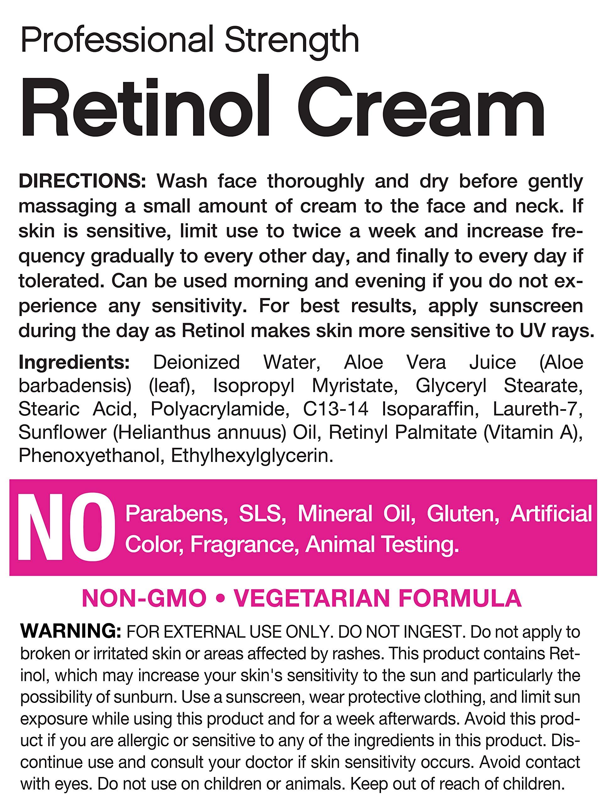 Retinol Cream for Face | Retinol Night Cream | 4oz | SLS & Paraben Free Moisturizer | By Horbaach