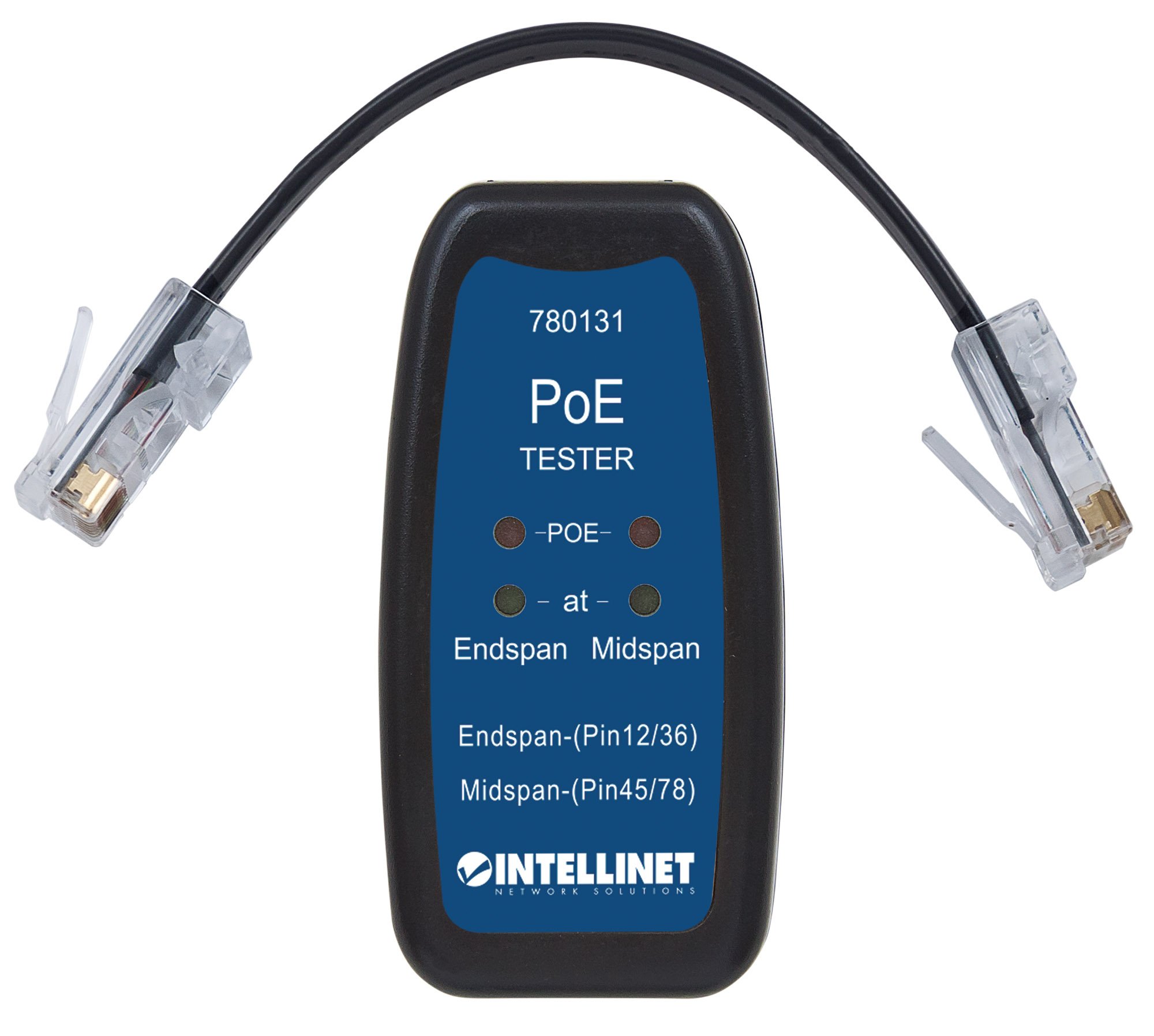 Intellinet RJ45 Poe+ Ethernet Tester β Cat6 Network Cable Checker for LAN Internet Ports, Tests Endspan Midspan Power, Detects IEEE802.3af and IEEE802.3at β 3 Yr Mfg Warranty - 780131