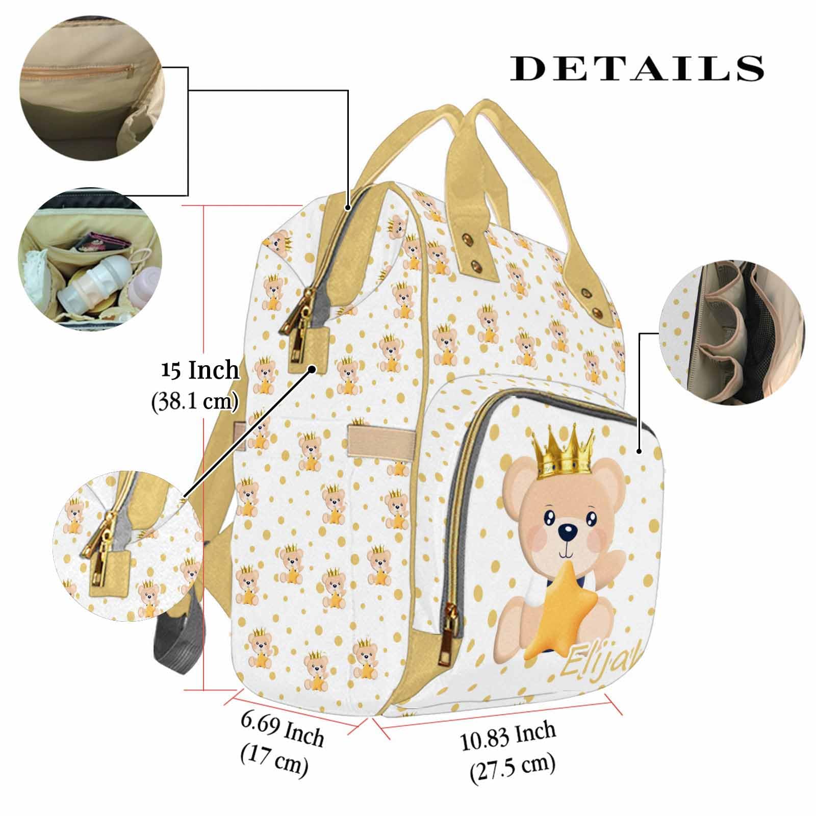 Newcos Personalized African Crown Princess with Pink Banner Diaper Bag with Name Nappy Bags Travel Casual Mummy Backpack for Mom Women