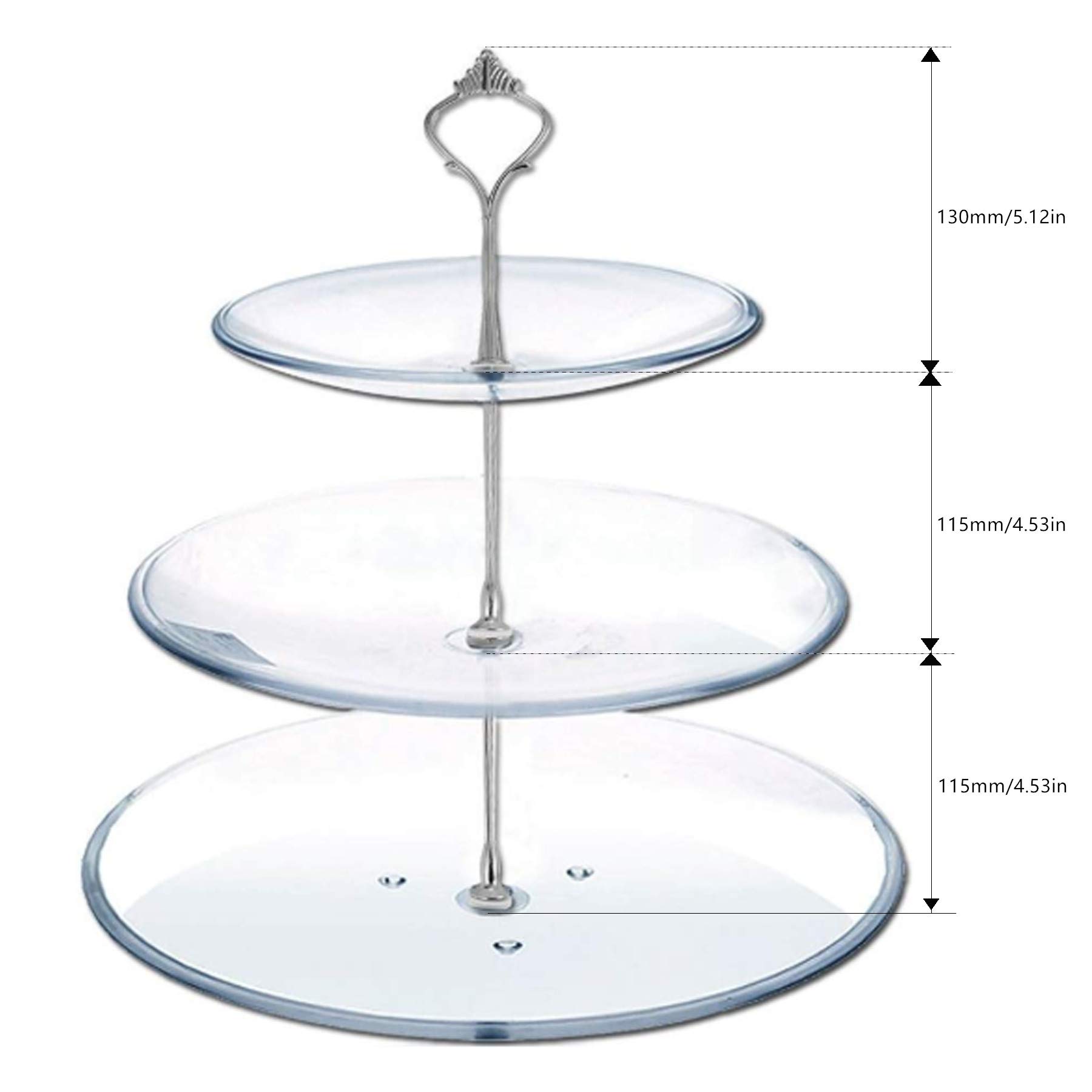 Happy Will 5 Sets 3 Tier Crown Cake Stand Fruit Cake Plate Handle Fitting Hardware Rod Stand Holder with Stylus Silver (Plates Not Include)