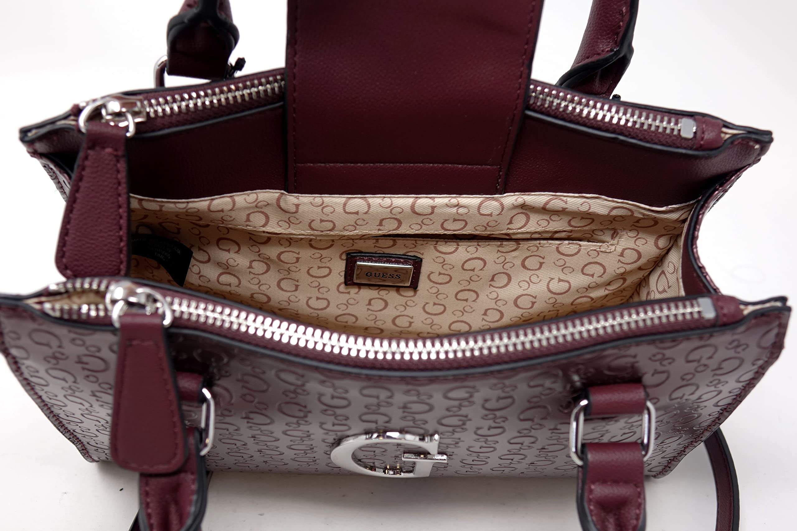 GUESS Women's Eveleth Logo Debossed Small Crossbody Handbag - Bordeaux