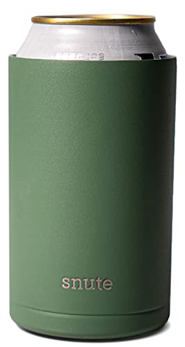 Snute Standard Can Cooler for Beer, Soda, Sparkling Water | Vacuum Insulated Stainless Steel Drink Sleeve Holder for 12oz Regular Cans (Olive)