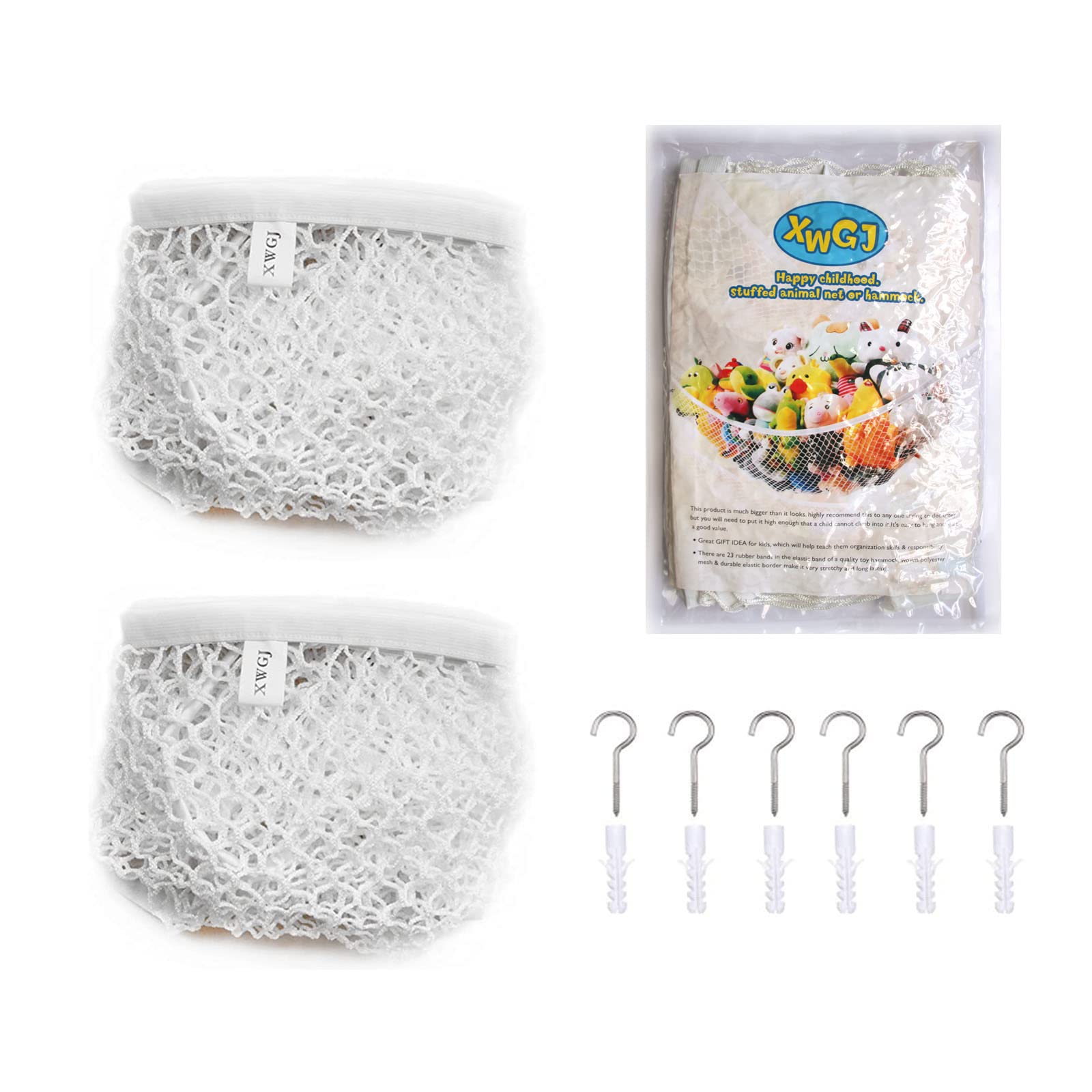 Stuffed Animal Net Or Hammock, Teddy Bear Holder Nets,White Toy Hammock for Stuffed Animals Storage, 2 Pack - XWGJ