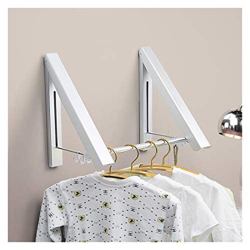 Clothes Airer Folding Drying Rack Portable Folding Clothes Hanger Hotel Wall-Mounted Bathroom Drying Rack Household Retractable Invisible Clothes Rail Drying Rack (Color : Black Single)