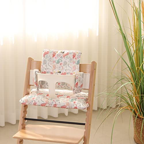 Gembebe Polyester Waterproof Cushion Set Compatible with Stokke Tripp Trapp High Chair (Dino Friends)