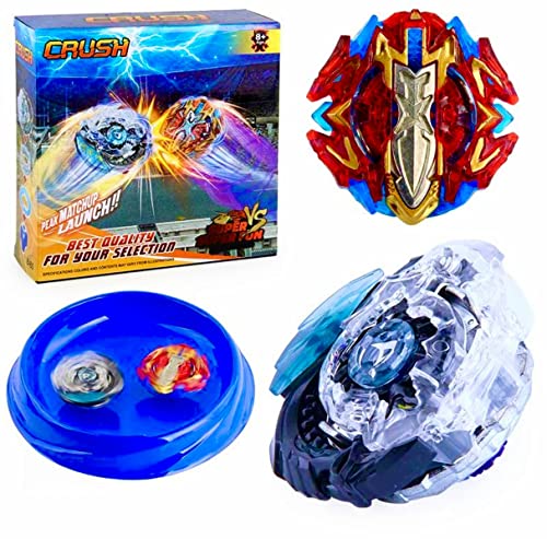 Crush Bey Battling Blades Starter Set | 1 Arena, 2 Launchers, 2 Burst Tops (Killer Deathscyther B-85, Doomscizor & Xcalibur)