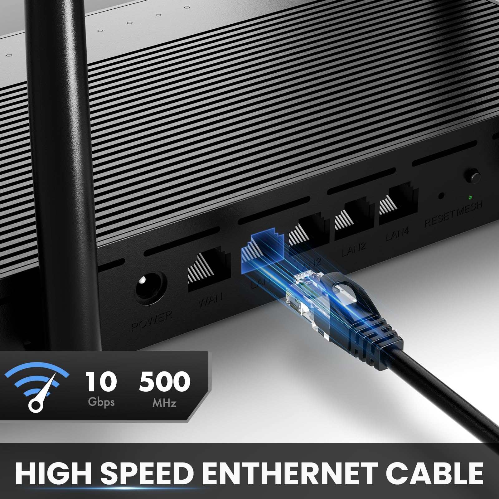 Ultra Clarity Cables Cat 6 Ethernet Cable 6 FT (10 Pack), Cat6 Patch Cable, High Speed 10Gbps 500Mhz Ethernet Cable Network Cord, RJ45 LAN Internet Cable for Computer Modem Router PS4/5 Xbox -Black