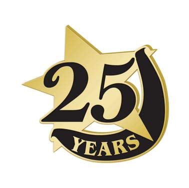 Crown Awards 1" x1" 25 Year Recognition Lapel Pins, Star-Shaped 25 Year Recognition Gold Lapel Pins 30 Pack Prime