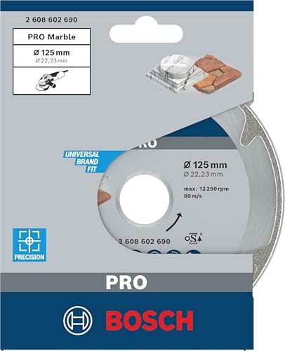 Bosch 2608602690 Diamond Cutting Disc Best for Marble, 125mm Ø, 22.23mm x 2.2mm x 3mm, Silver/Grey