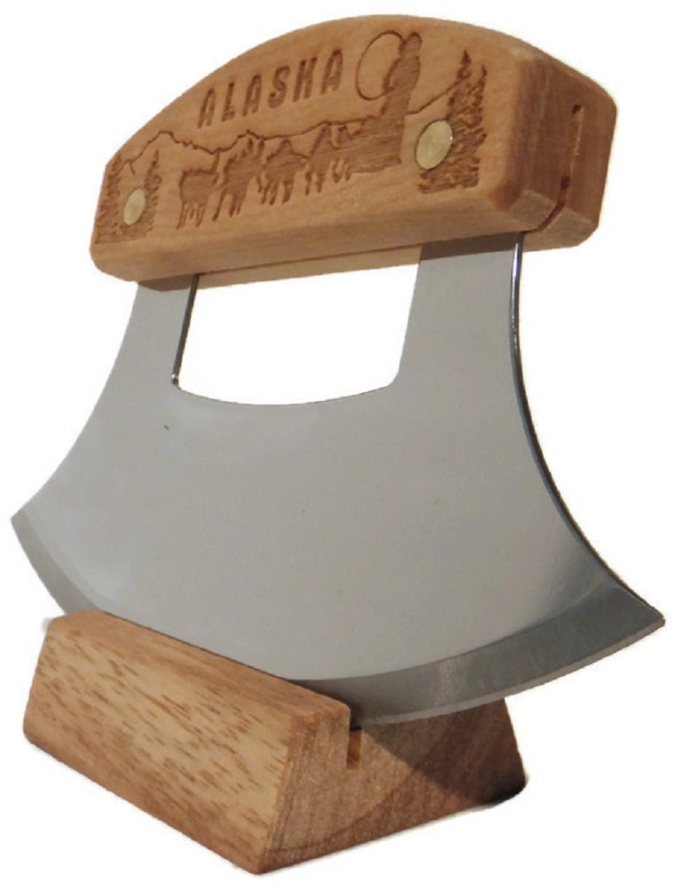 Inupiat Ulu with Dog Team Etched Birch Handle 6.25" Blade