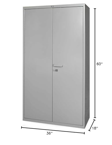 Global Industrial All-Welded Heavy Duty Storage Cabinet, 16 Gauge, 36"Wx18"Dx60"H, Gray