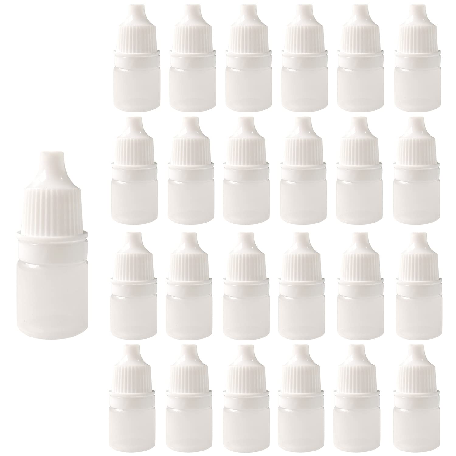 Muluo 30 Pcs 2ml Empty Plastic Squeezable Eye Dropper Bottle, White, 1.8in Diameter, 4.2in Length, Polyethylene Plastic