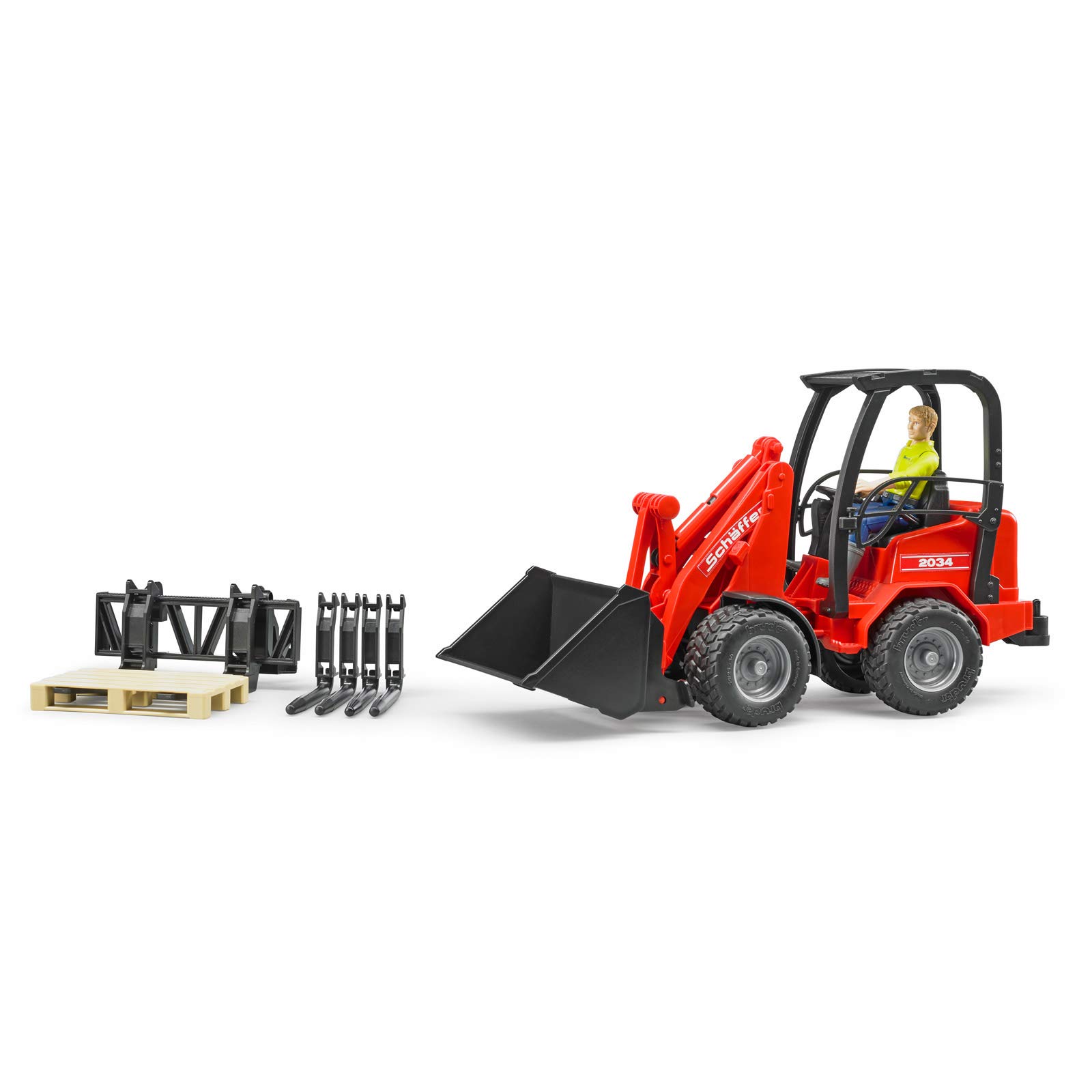 Bruder Schaeffer Compact Loader 2034 Farm & Construction Vehicle for Realistic Pretend Play, Sandbox or Outdoor Fun