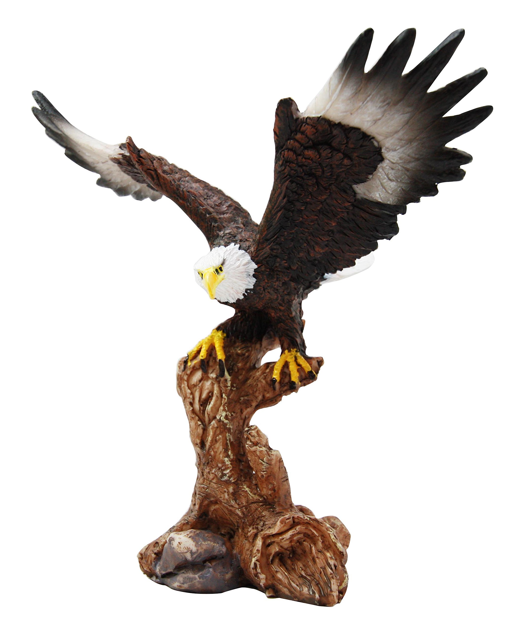 Ebros 7" Tall Bald Eagle Descending On Tree Branch Decorative Figurine As Patriotic Home And Office Decor Perching Eagles Wings Of Glory American Emblem Freedom Statues And Figurines