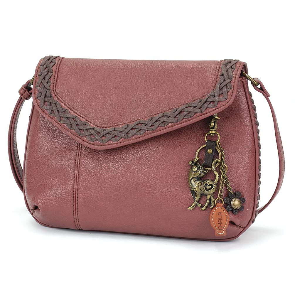 Braided Boho Crossbody -Slim Cat - Berry