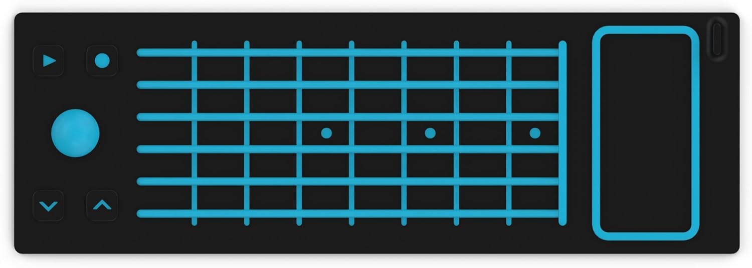 Guitar Pad Accessory for J-Play MIDI controller - 6 Frets and Effect Zone, Dedicated Musical App Included, Plug & Play Music instrument Water Edition