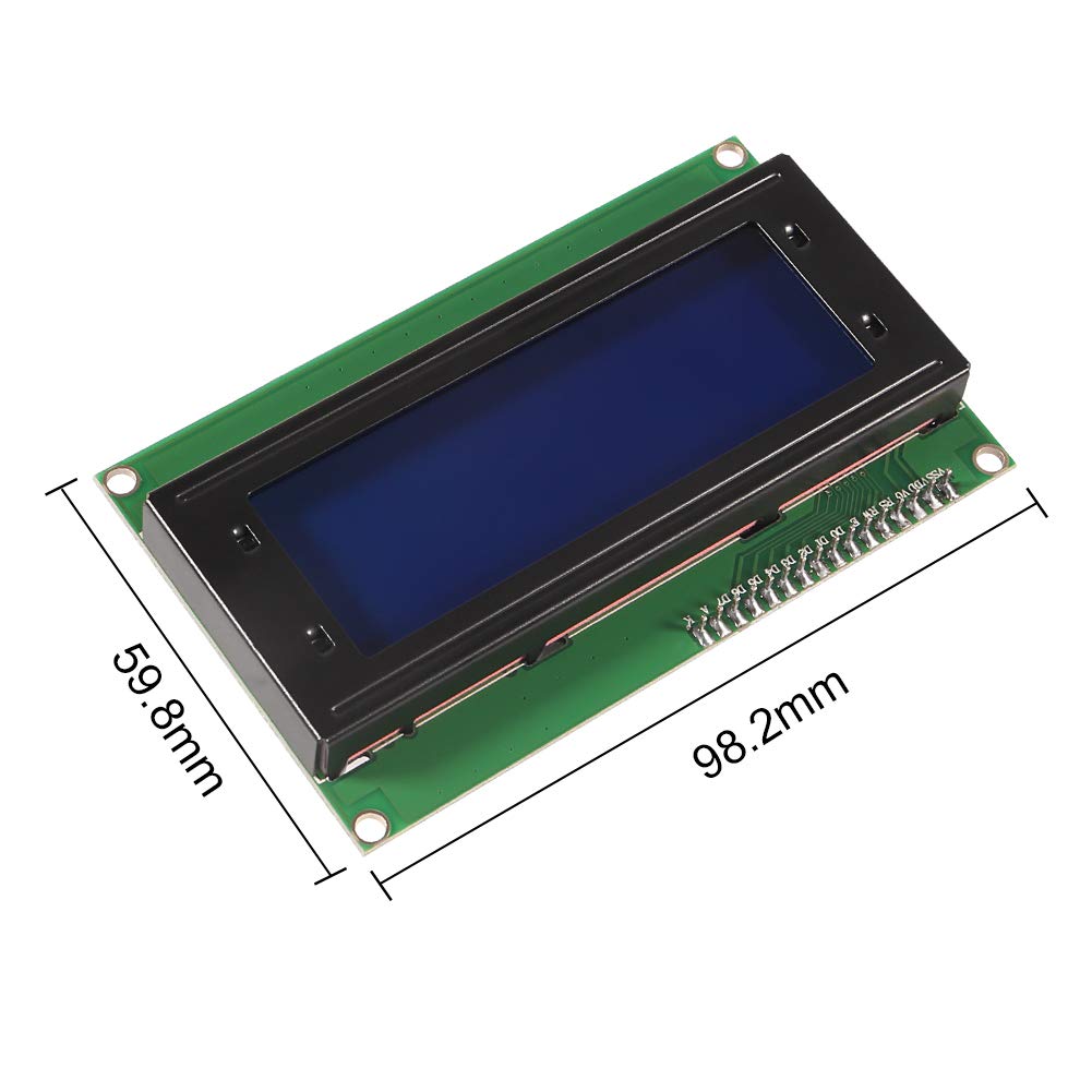 ALMOCN IIC I2C TWI Serial 2004 20x4 LCD Display Module with I2C Interface Adapter Blue Backlight for Arduino R3 MEGA2560(Blue)